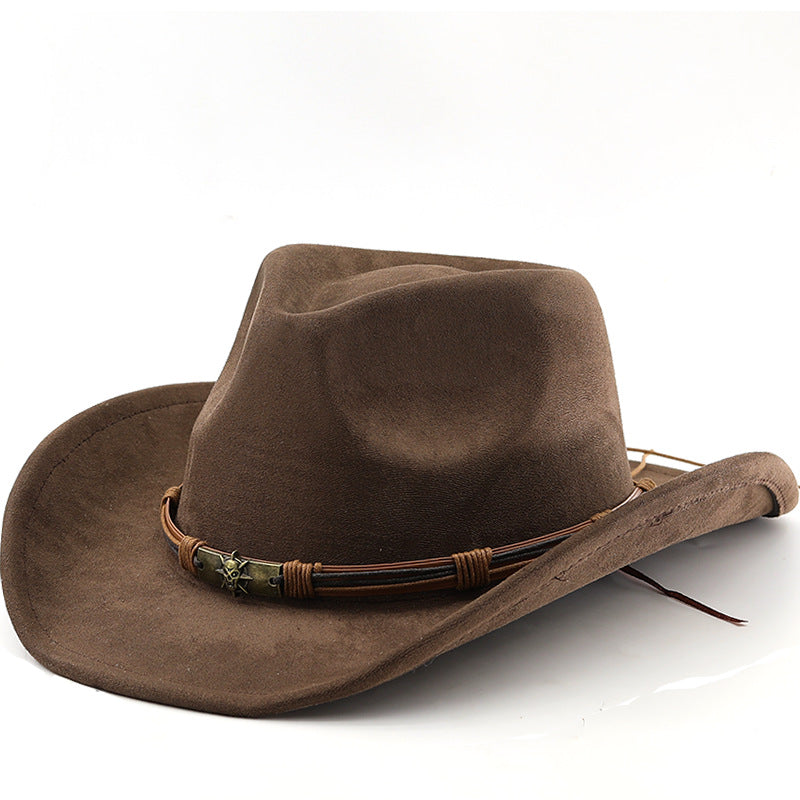 Men Women's Retro Yellowstone Suede Warped Western Cowboy Hat Rolled B