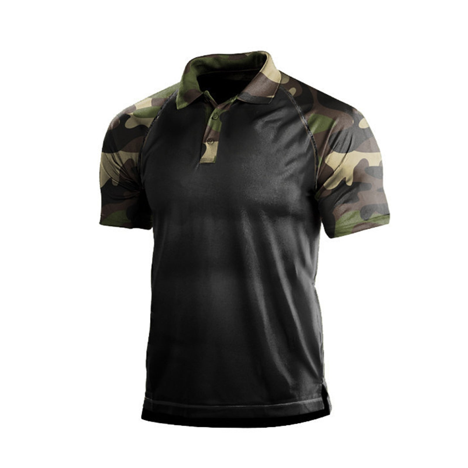 Camo Raglan Graphic Polo Shirt Men | 100% Polyester Short Sleeve Men's ...