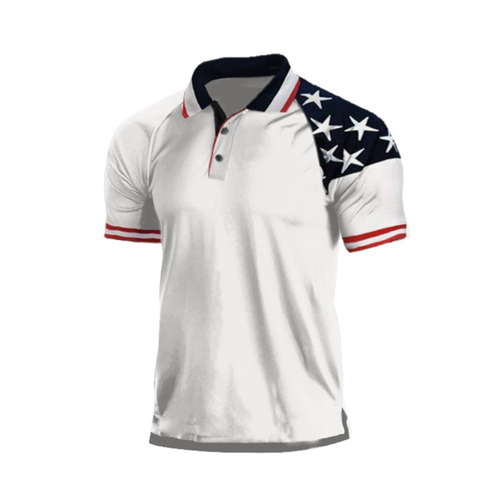 Patriotic Collared Shirts For Men | USA Flag Raglan Graphic Polo Shirt