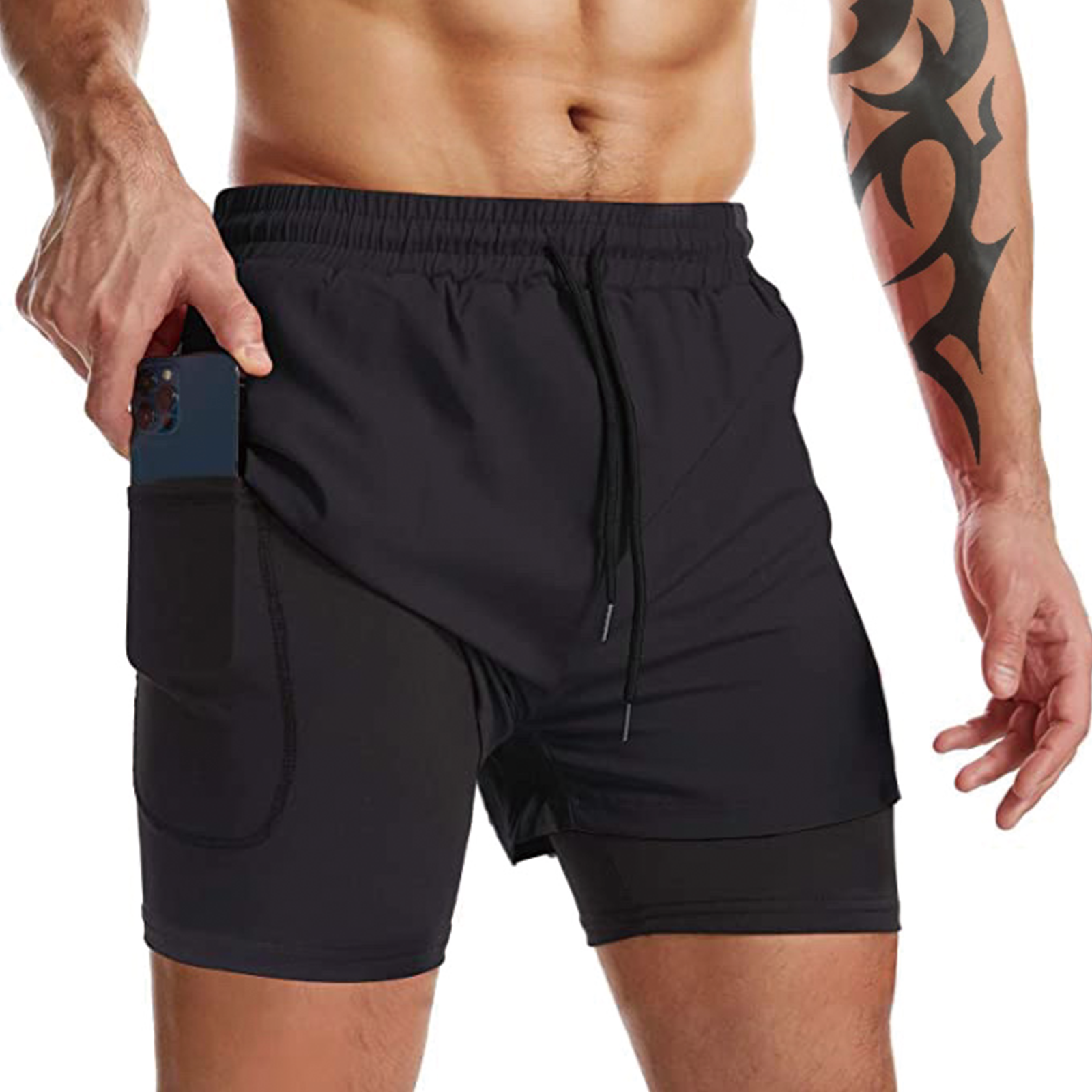 Essential Quickdry Pocket 2 In 1 7'' Inseam Running Shorts Men