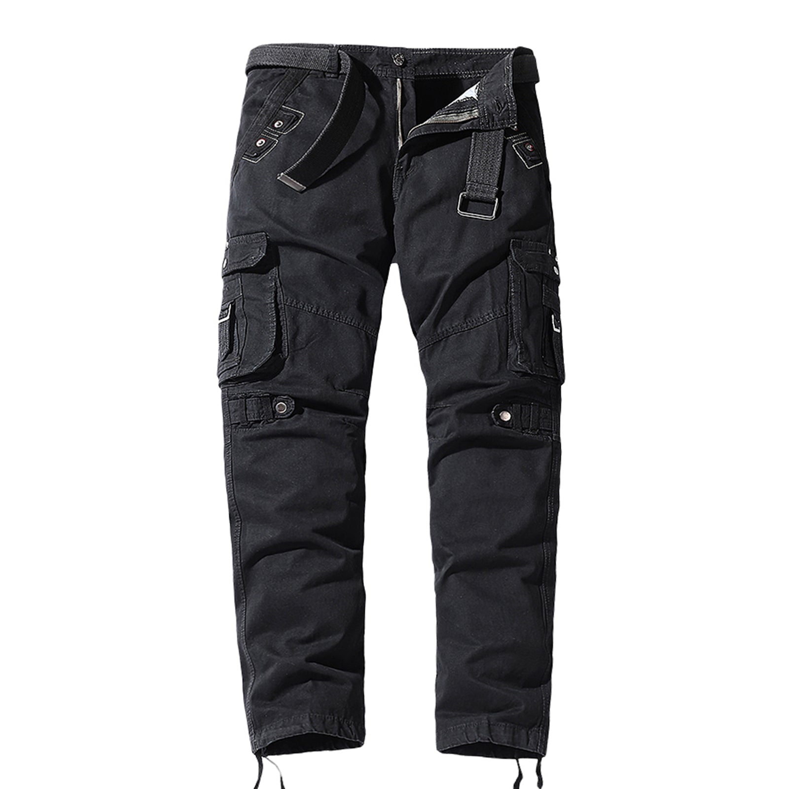 100% Cotton Casual Drawstring Multi-pockets Cargo Pants Men