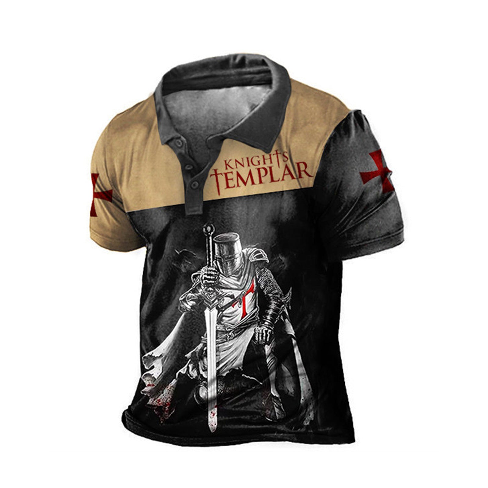 KNIGHTS TEMPLAR 1/4 BUTTON GRAPHIC POLO SHIRT